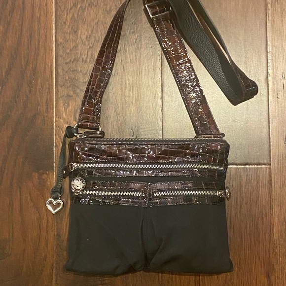 Brighton | Bags | Brighton Go Go Black Nylon Crossbody Bag With Brown ...